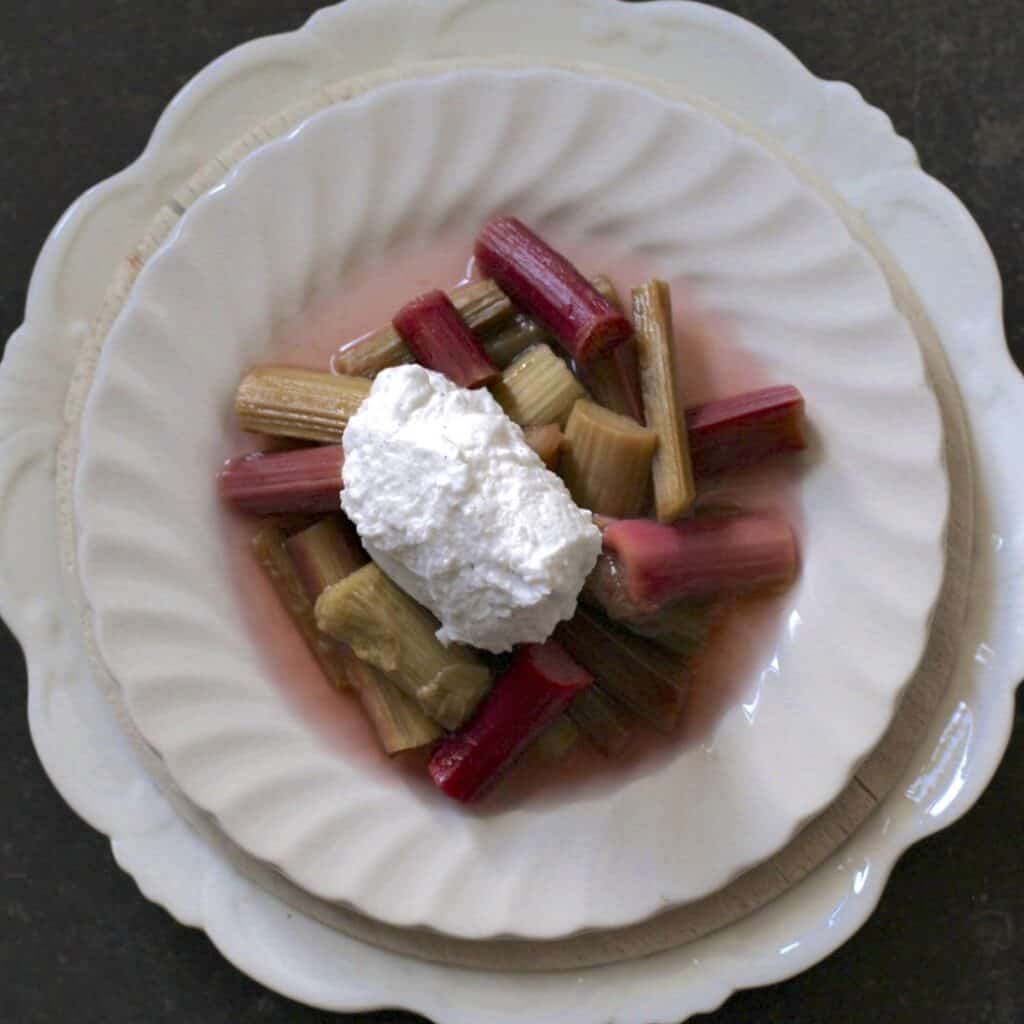 Simple Poached Rhubarb with Vanilla Coconut Cream - The Hedgecombers