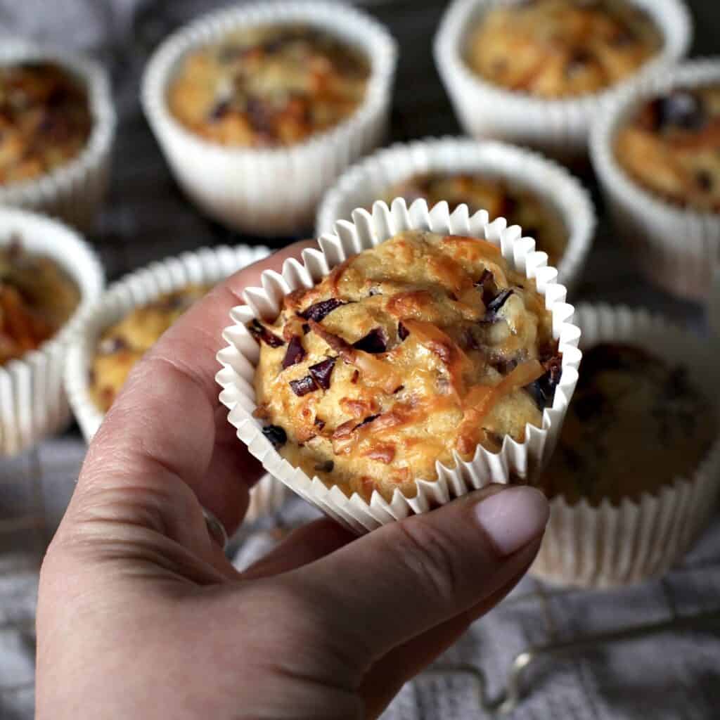 Cheese and Red Onion Muffins - an easy and frugal snack! - The Hedgecombers